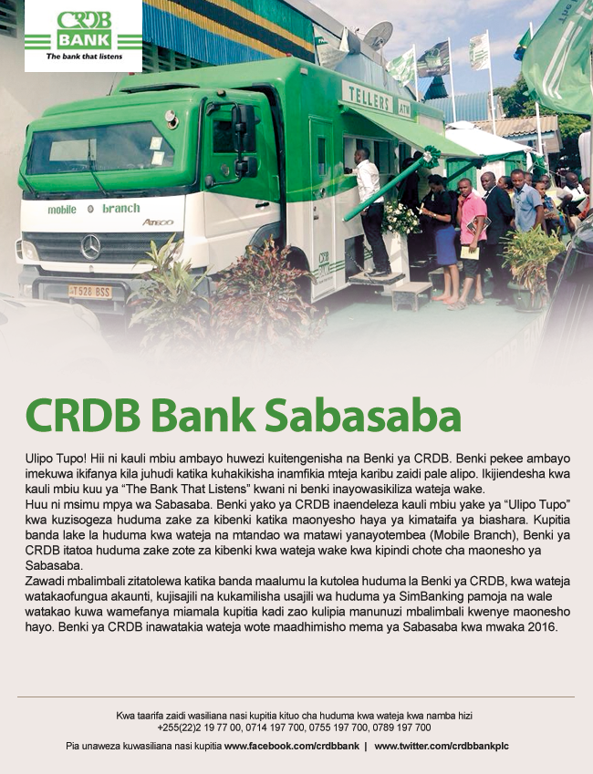 Kitomari Banking & Finance Blog: CRDB BANK MOBILE BRANCH AT SABASABA