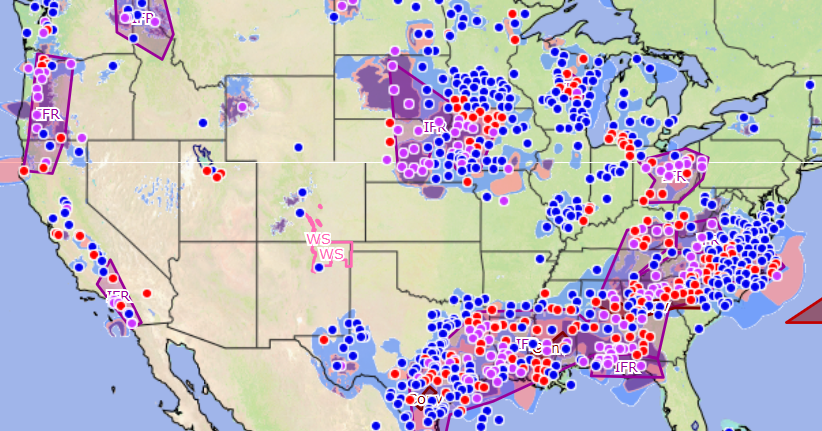 Aviation Weather Testbed Blog: 1530Z national map of observed flight ...