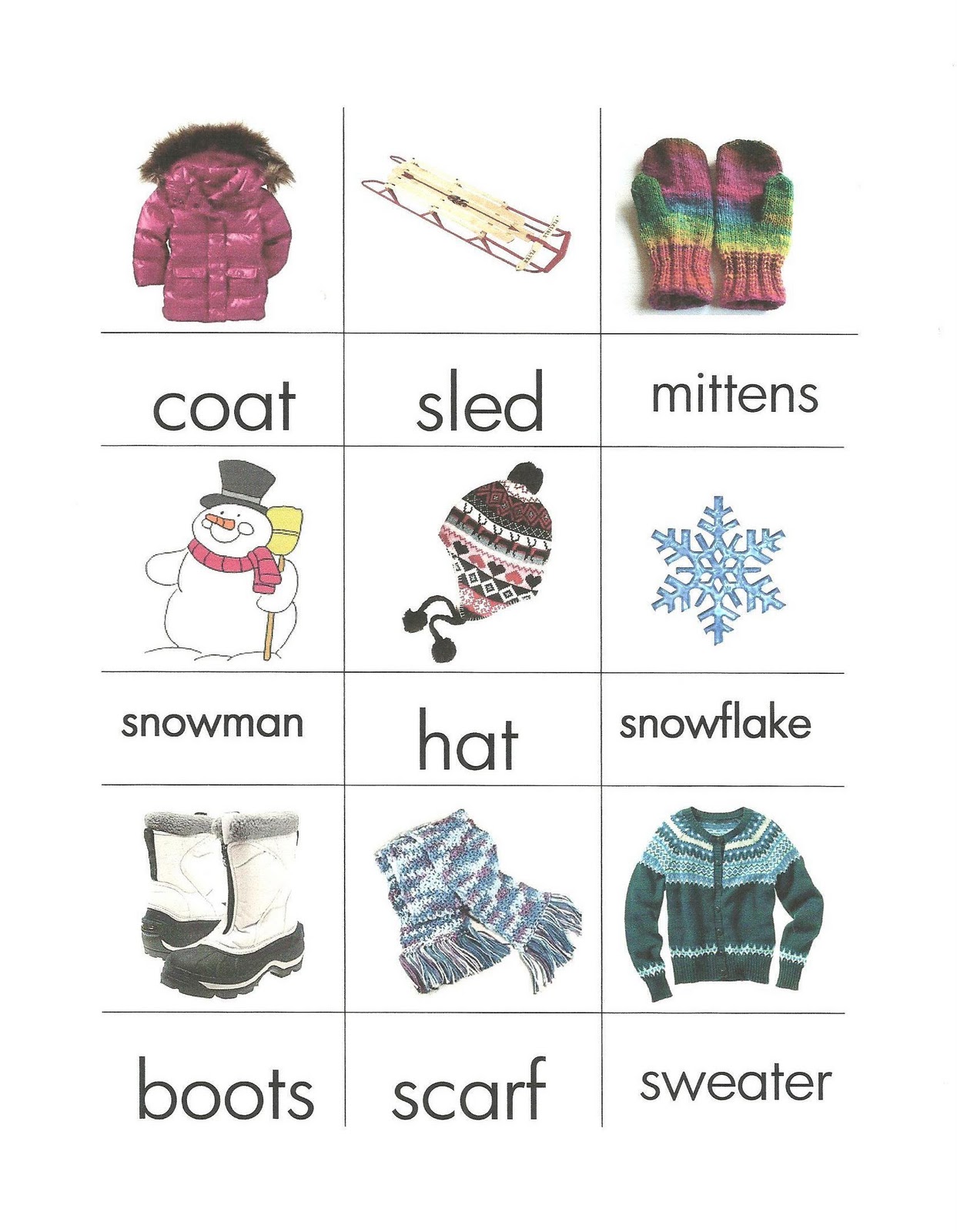 Nurturing Naters with learning activities at home: Winter 3-part cards ...