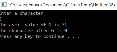 All C Programs: Program 353: Print ASCII value of given Character and ...