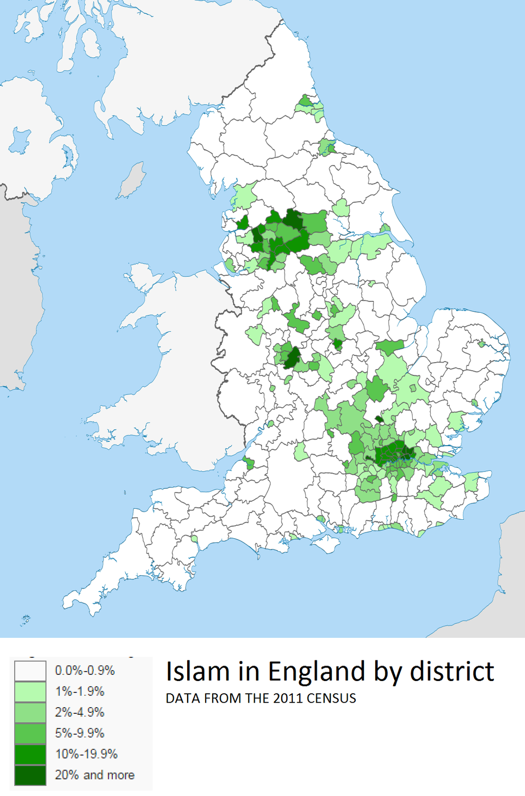 Islam in England by district - Vivid Maps