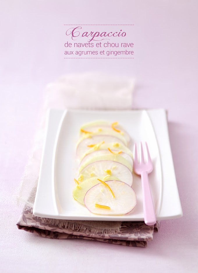 My Sweet Faery: Carpaccio de navet et chou-rave aux agrumes et au gingembre