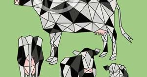 mike joos art: Geometric Cows