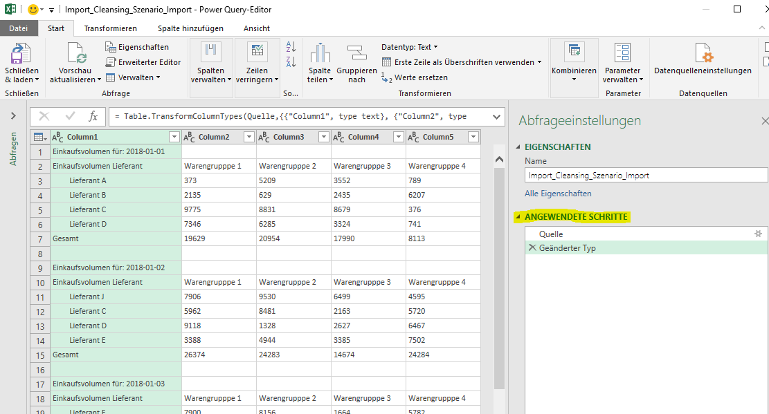 Power Query, Daten mit Power Query importieren und bereinigen