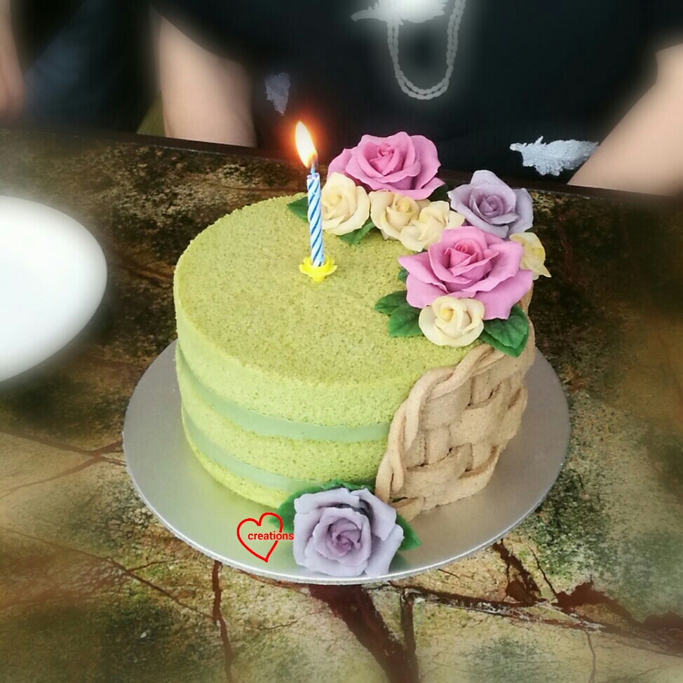 Loving Creations for You: 'Basket of Roses' Pandan Kaya Cake (diabetic ...