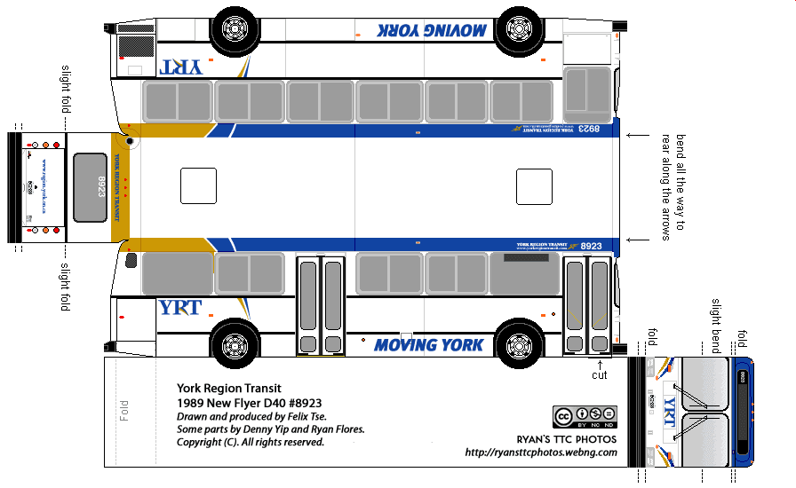 SP. Papel Modelismo: PaperBus 1989 New Flyer D40 - York Region Transit