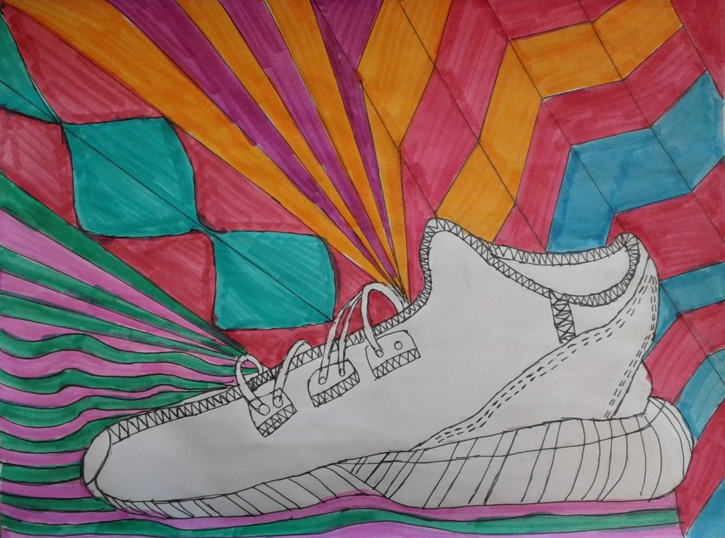 a faithful attempt: Observational Shoe Contour Drawing with Patterns