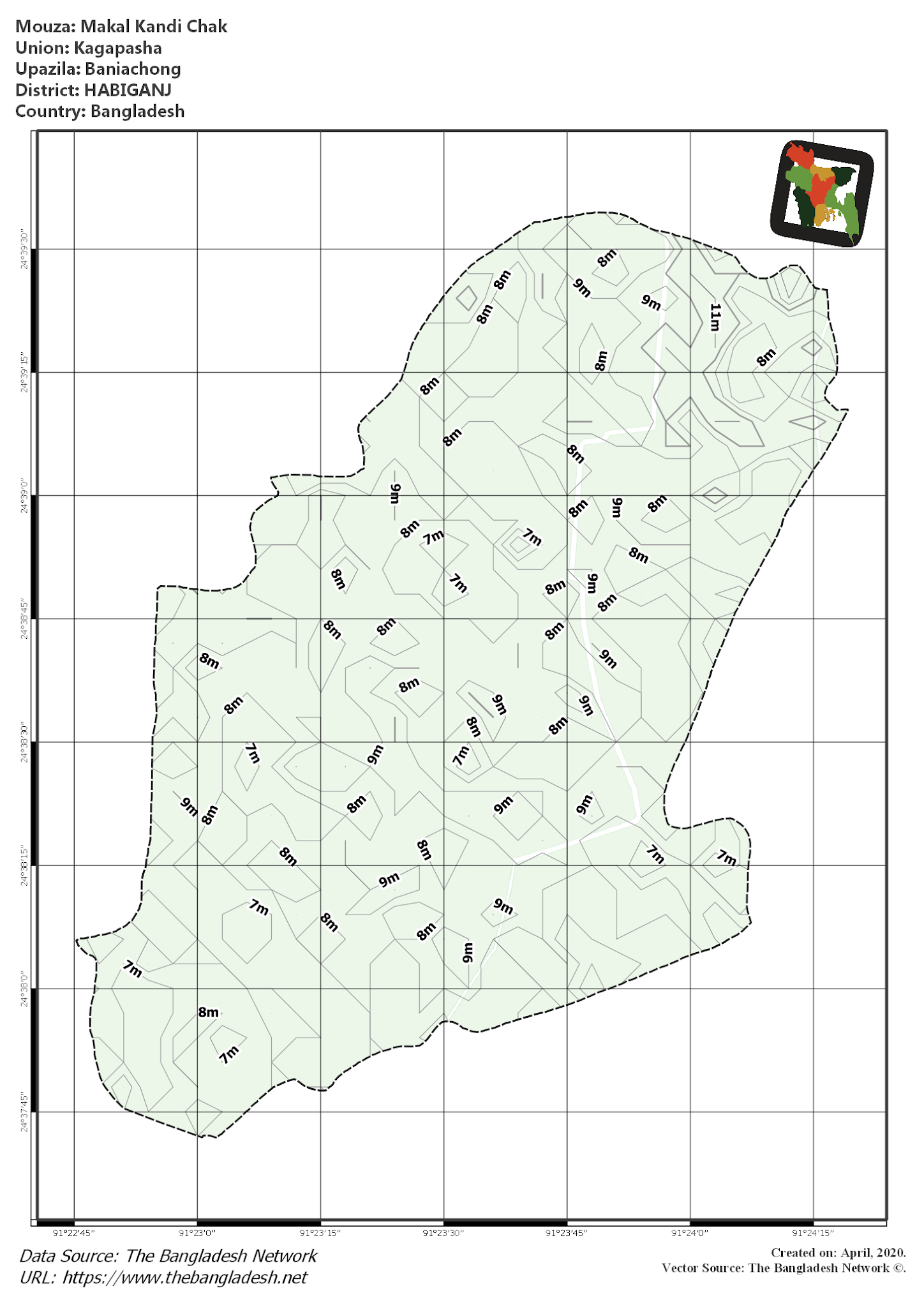 Map of Makal Kandi Chak Mouza, Baniachong, Habiganj