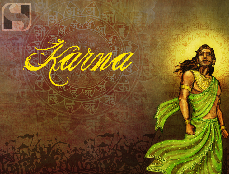 double-side of a coin: karna- book cover- Karaditales Publication