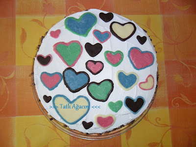Tatli Agacim: Kalpli pasta - Taart met hartjes