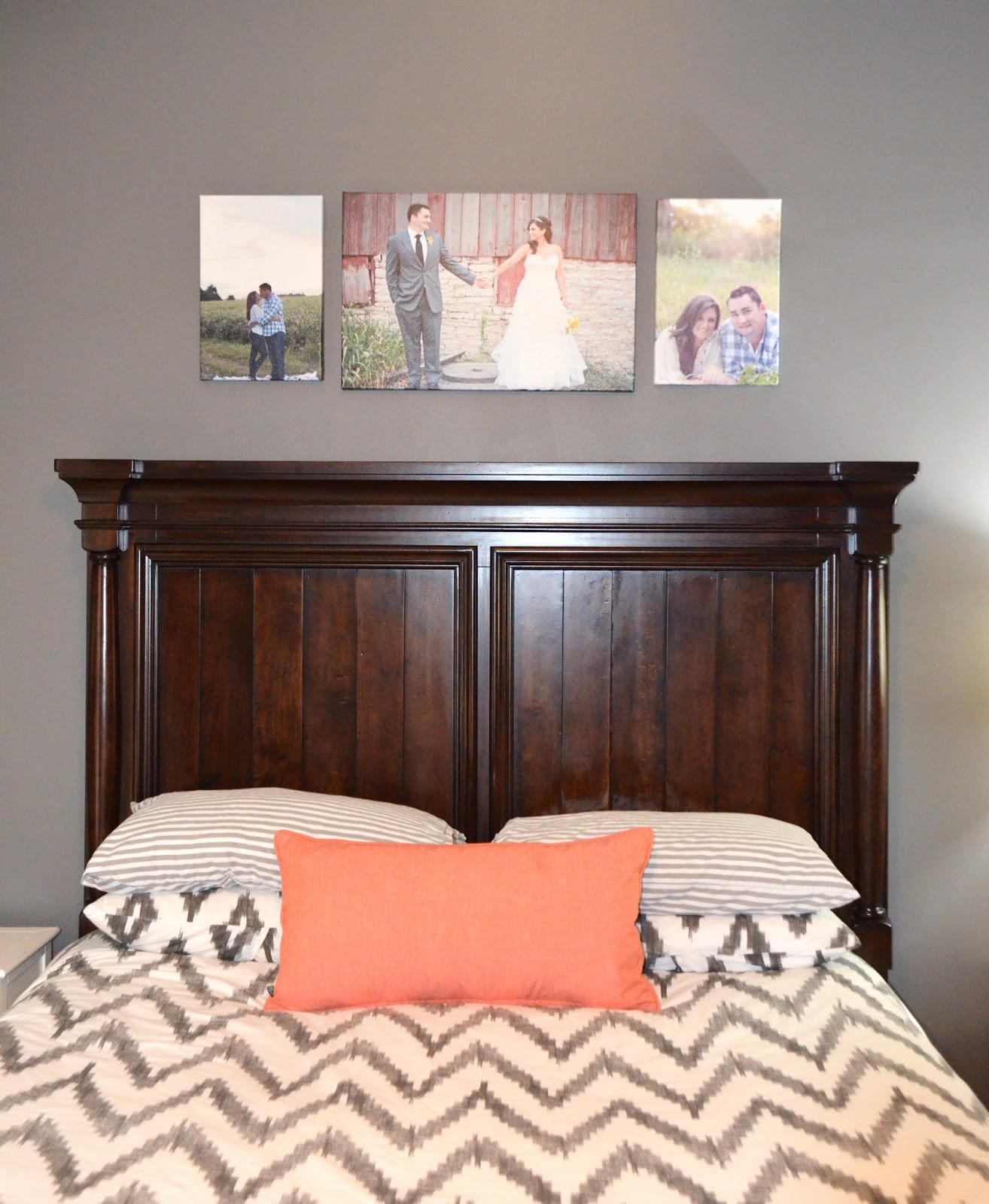 {Jessica Stout Design}: Coral + Gray Master Bedroom {My Home}