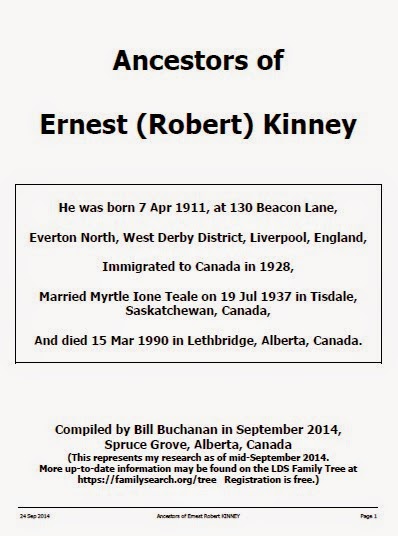 Bill's Genealogy Blog: Ancestors of Ernest (Robert) Kinney