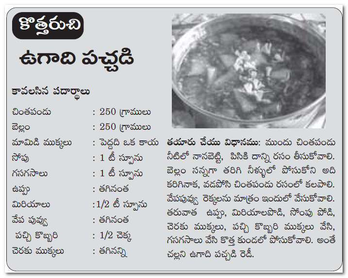 TELUGU WEB WORLD: UGADI FESTIVAL SPECIAL UGADI PACHADI