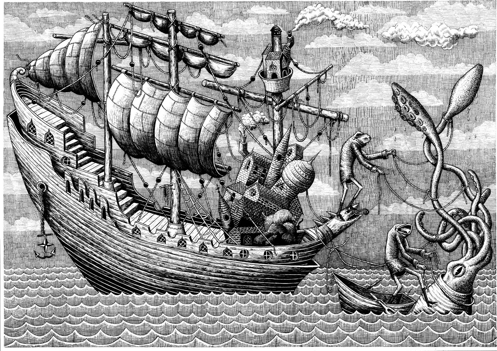 phlegm: harnessing of the giant squid drawing