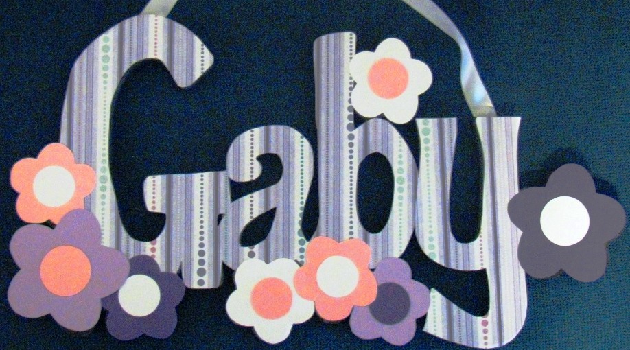 Lightyear Designs~ Custom Wood Name Signs: Gaby and Dominic (flowers ...
