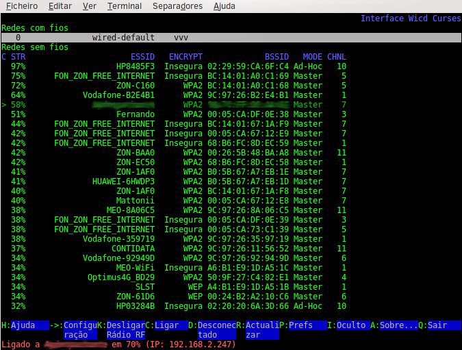 É só linux...: Controlador de rede wireless Wicd-curses