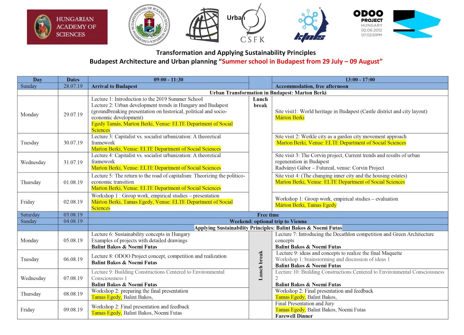 to take a look on the summer school program