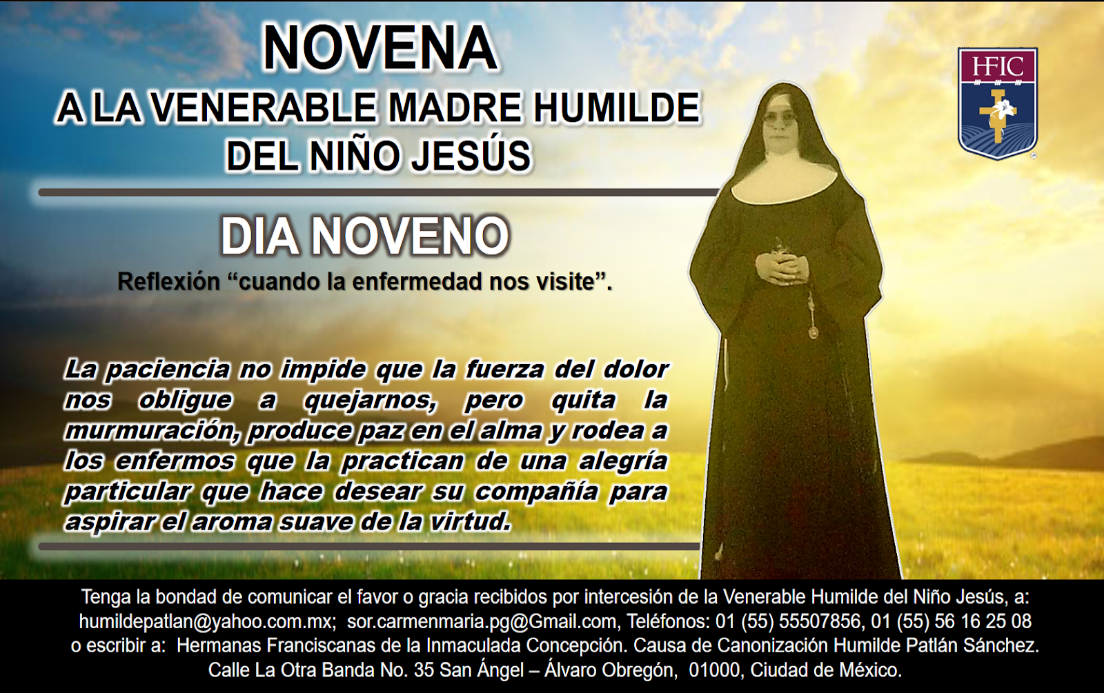 Madre Humilde del Niño Jesús: Novena día 9 (16 de junio)