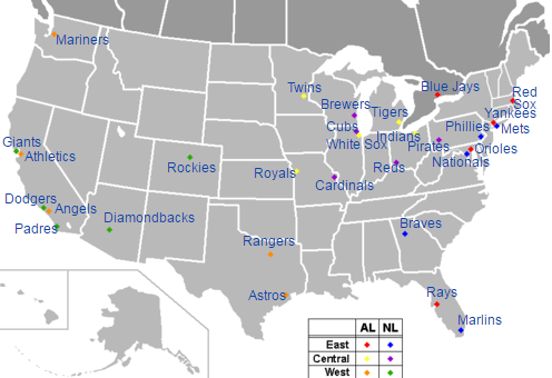 All MLB Teams by State List. | History of Sports