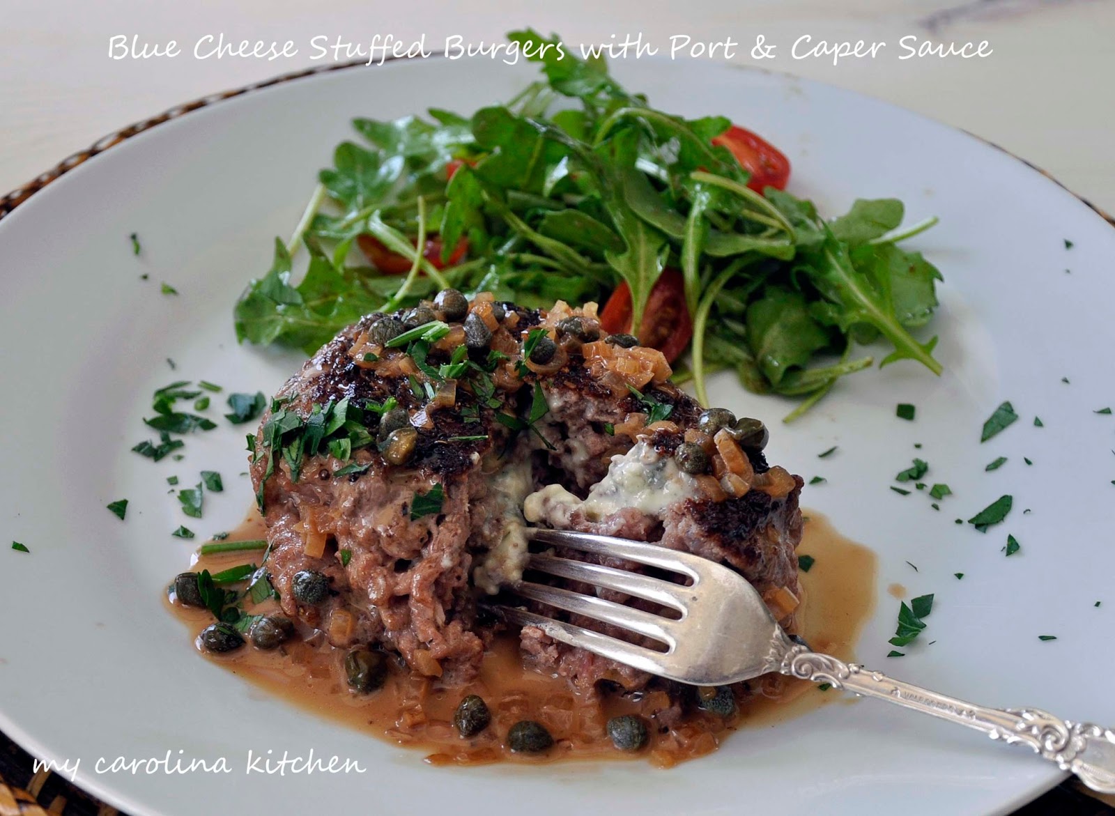 My Carolina Kitchen: Bistro Style Blue Cheese-Stuffed Burgers with a ...