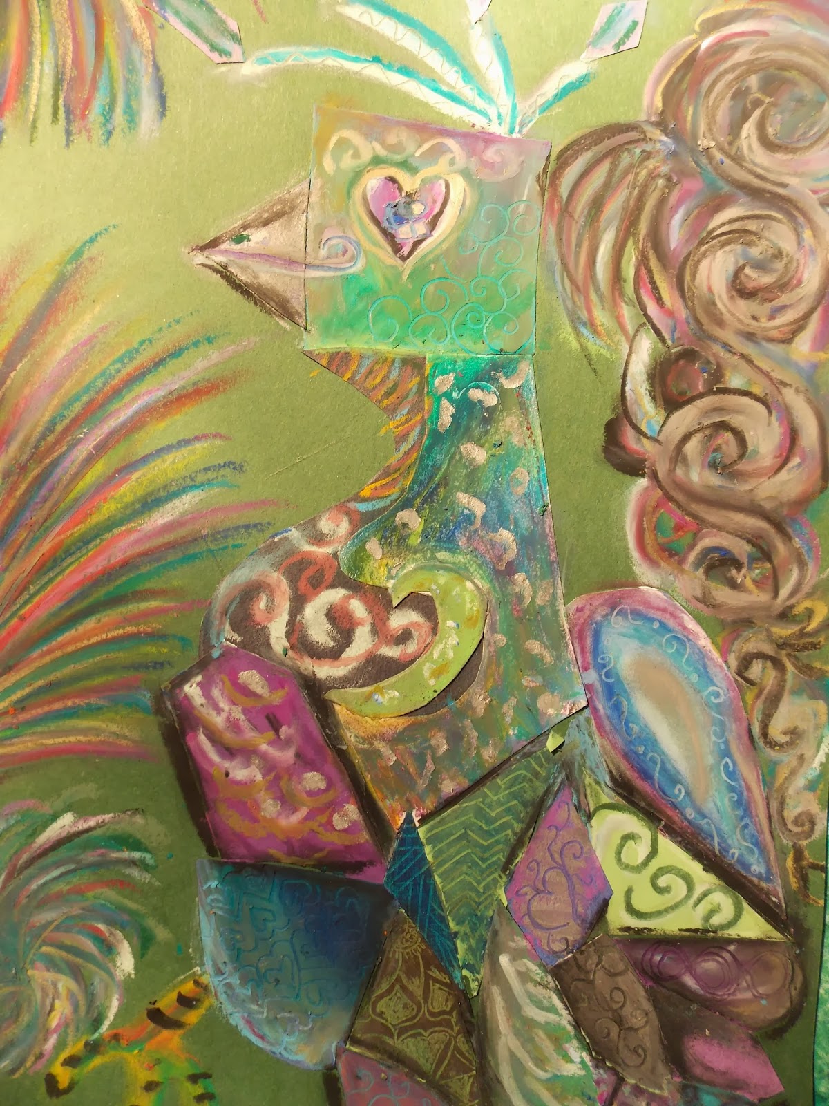 Wall Art: Picasso Animals with Construction Paper and Oil Pastels