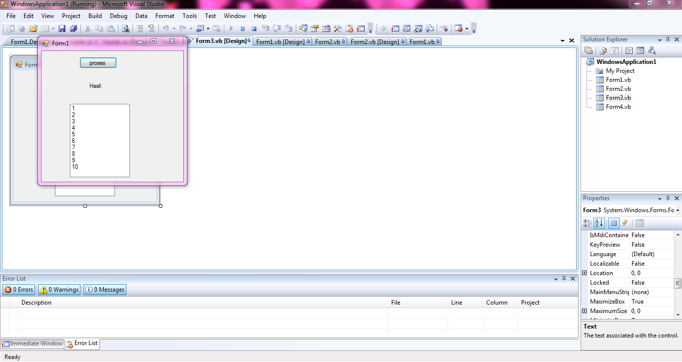 PERKENALAN DAN PERKEMBANGAN VISUAL BASIC 2008: LOOPING (PERULANGAN)