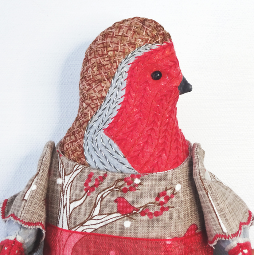 Pook's Studio: Fion, An Embroidered Robin Red Breast Doll