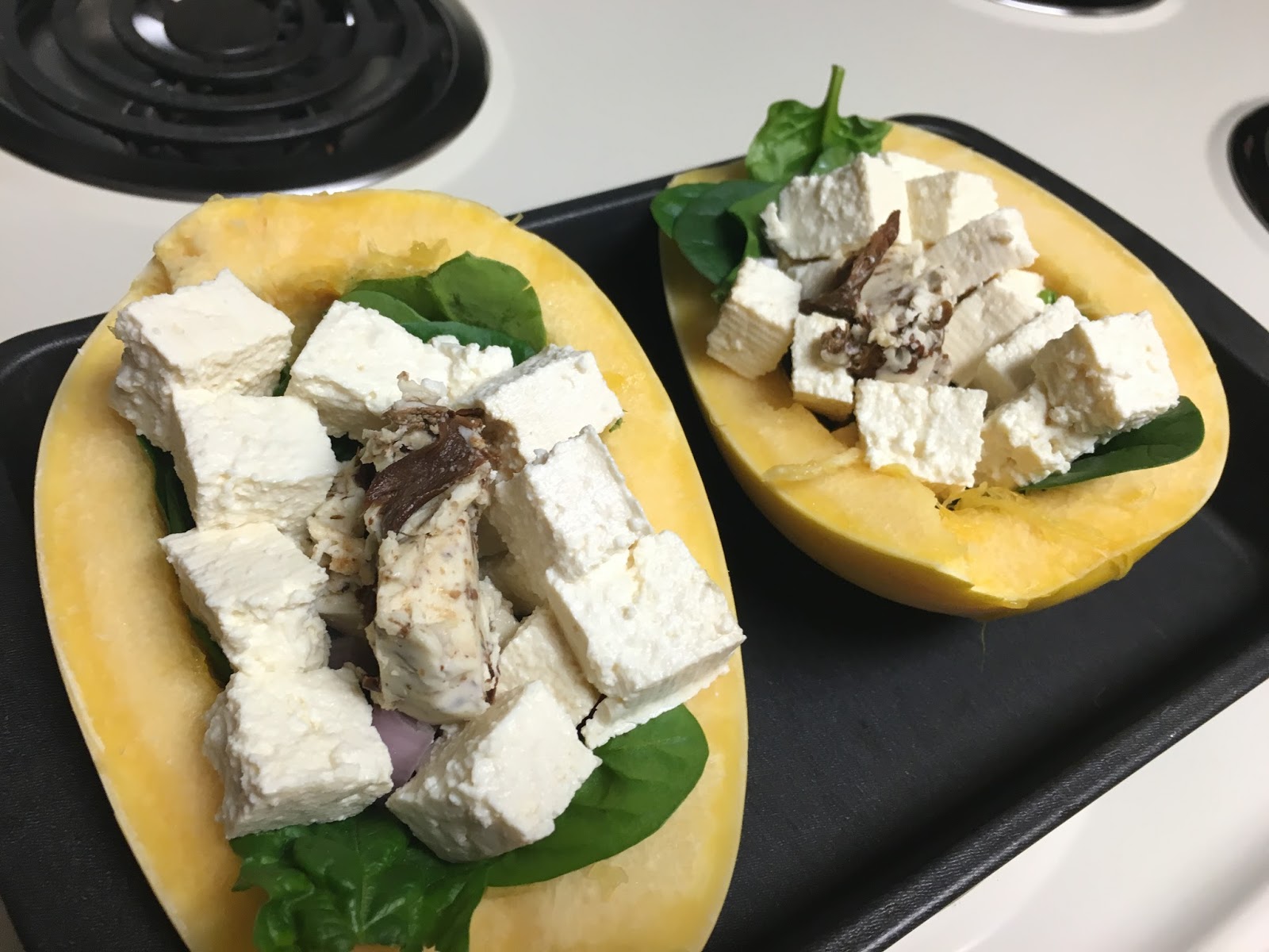Spaghetti Squash Boats with Spinach, Tofu & Porcini Mushroom Butter ...