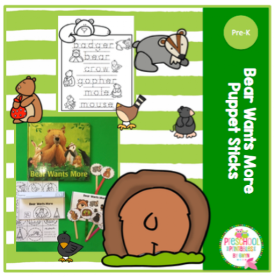 Bear Wants More Puppet Sticks ~ Preschool Printables