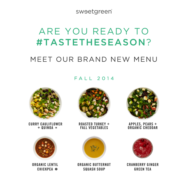 sweetgreen Launches New Seasonal Menu in All 27 Locations Today - DC ...