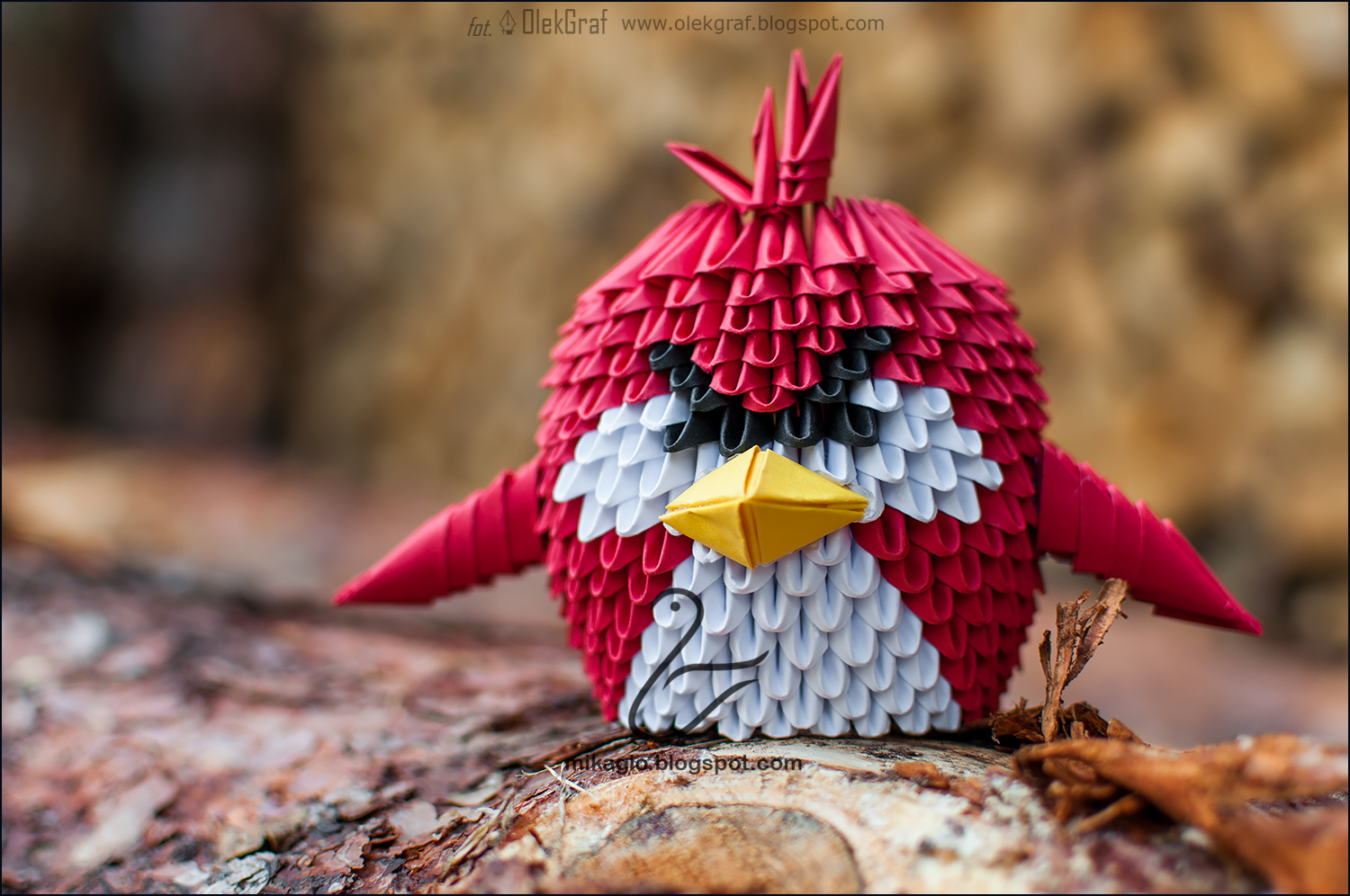 Origami 3d - mikaglo: 582. Red Angry Birds z origami / 3d origami Red ...