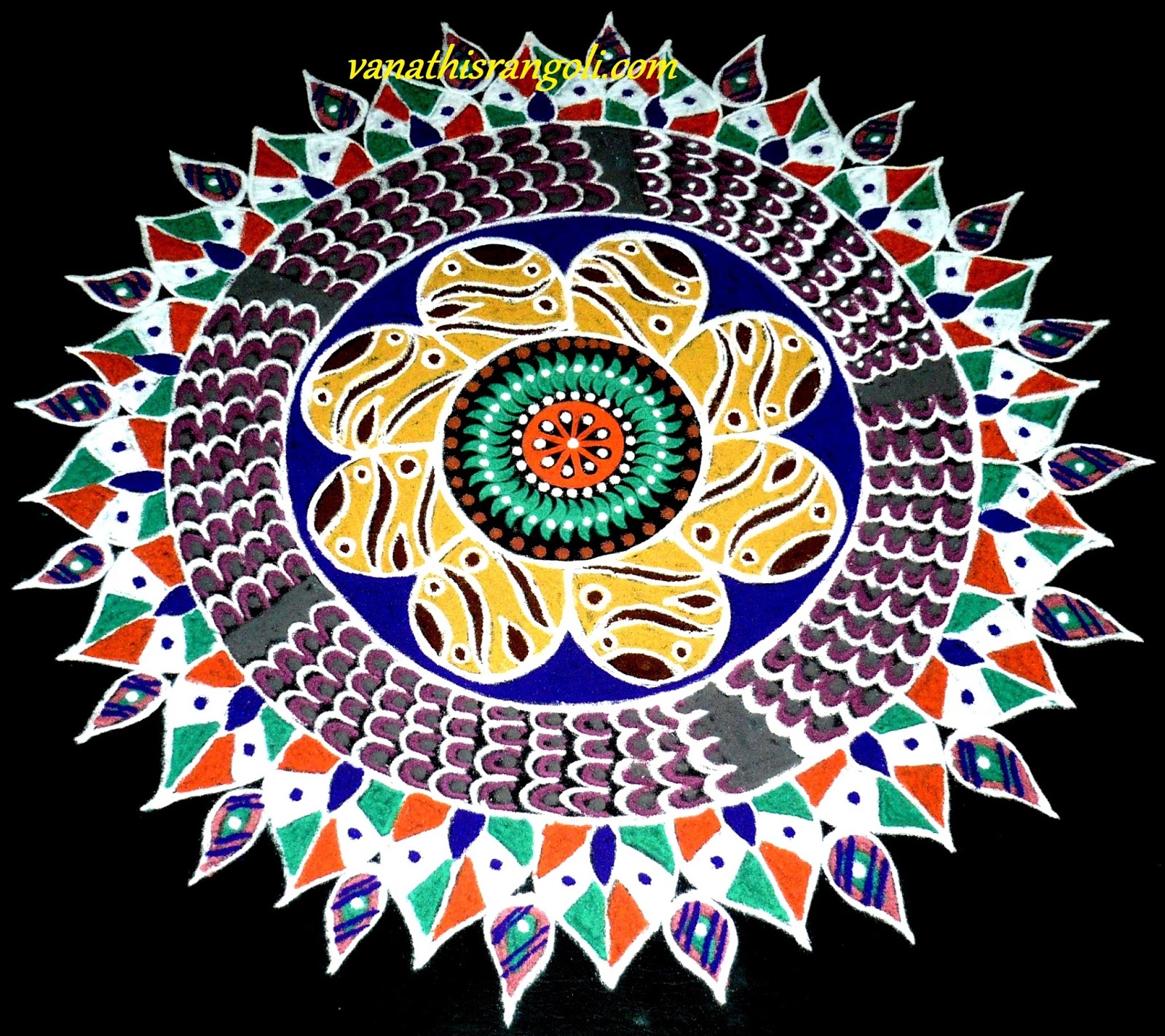 Vanathi's Rangoli / Kolangal: Indian Republic Day Rangoli - Freehand Design