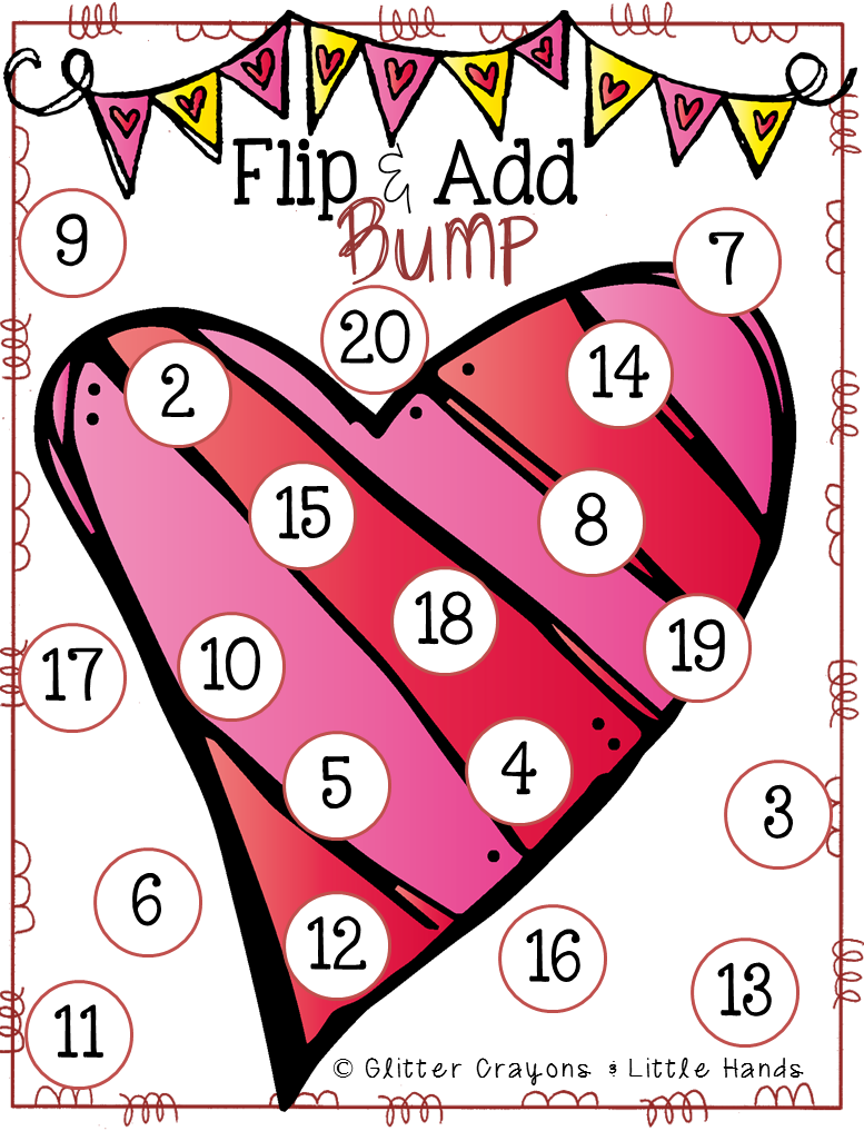 Glitter, Crayons, and Little Hands: Valentines Flip and Add Bump Game ...