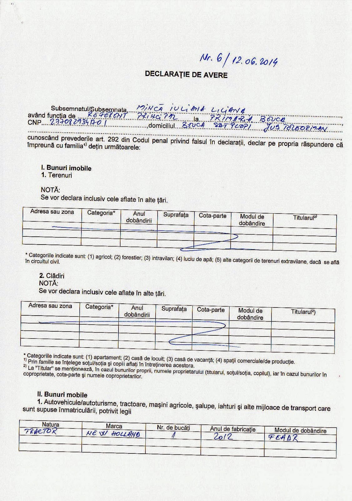 PRIMARIA COMUNEI BEUCA: DECLARATII DE AVERE