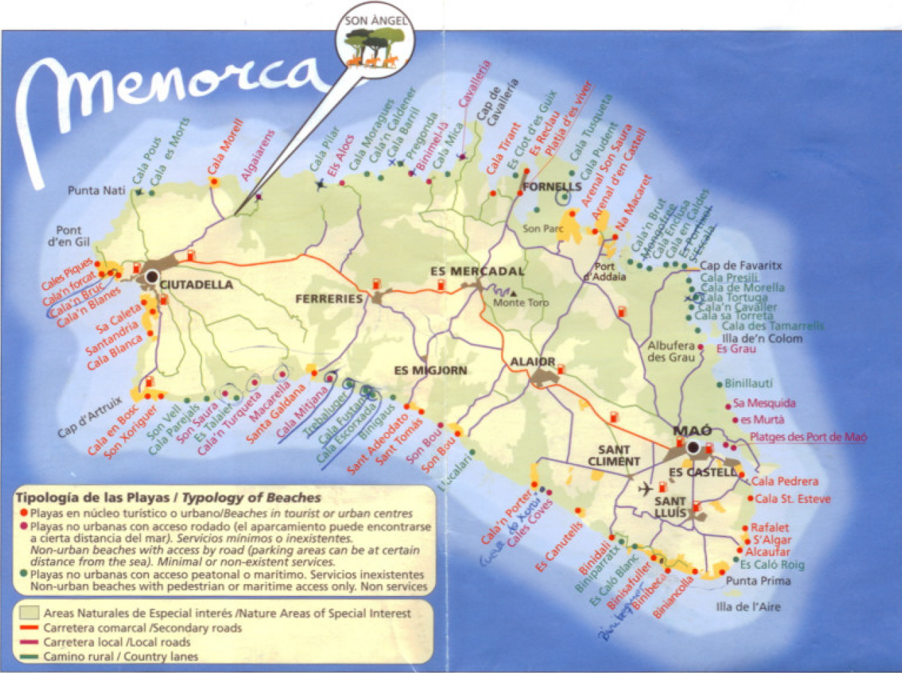 Mapa Playas Menorca | Mapa