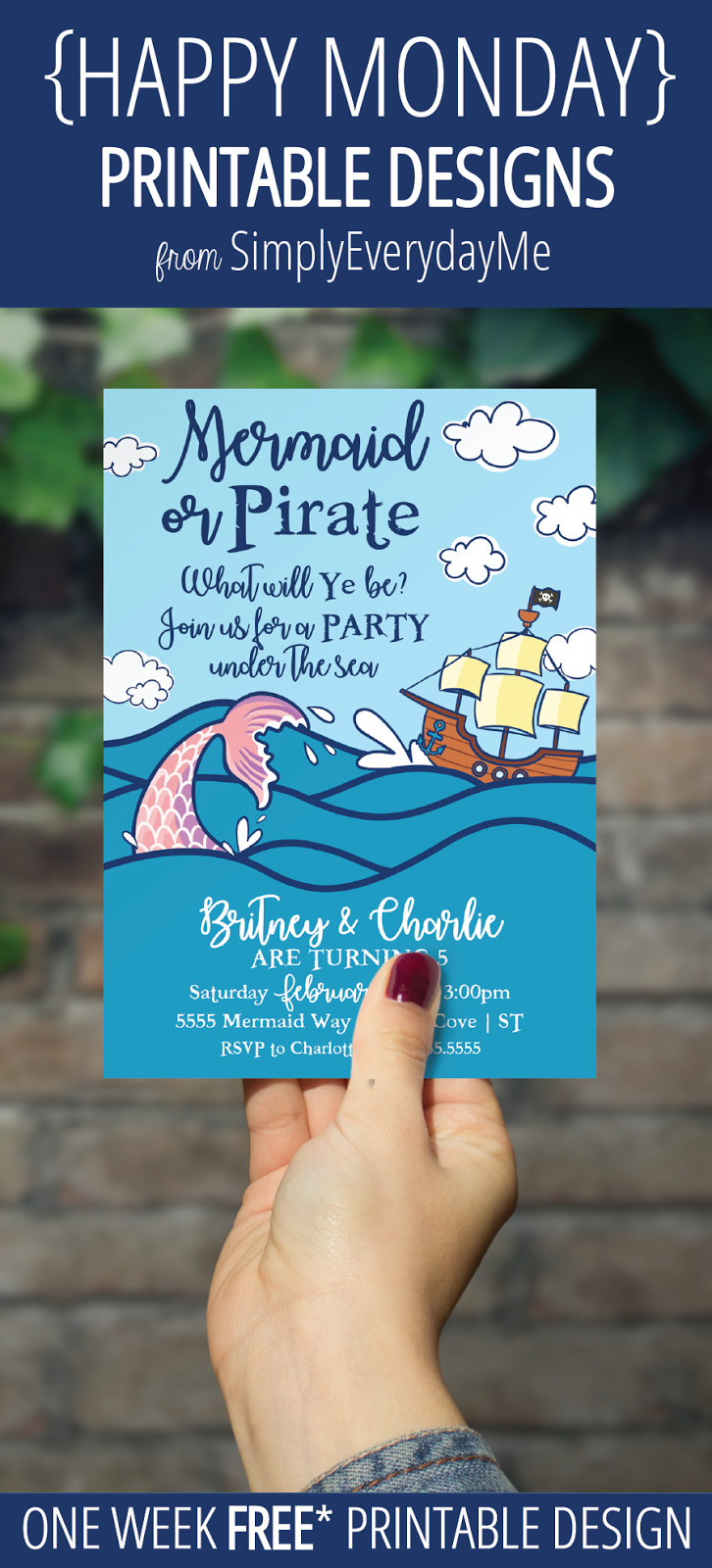 SimplyEverydayMe: {HAPPY MONDAY}... Mermaid & Pirate Party Invitation...