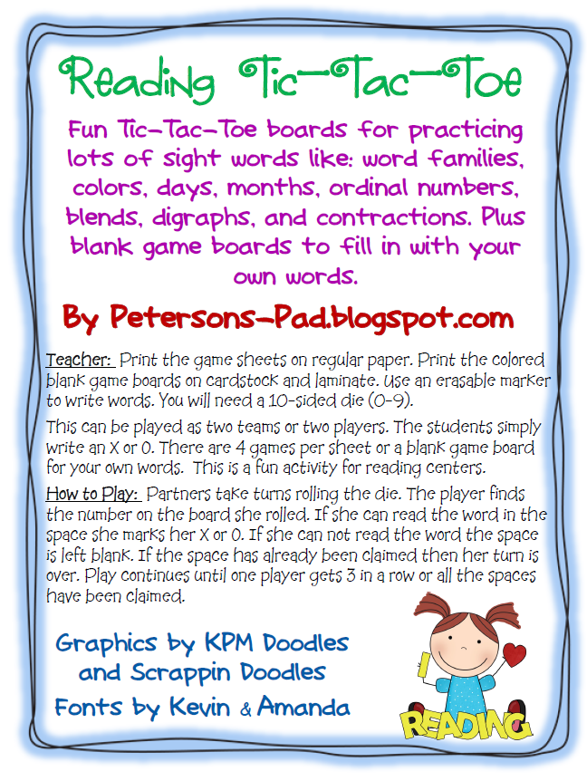 Peterson's Pad: Tic Tac Toe