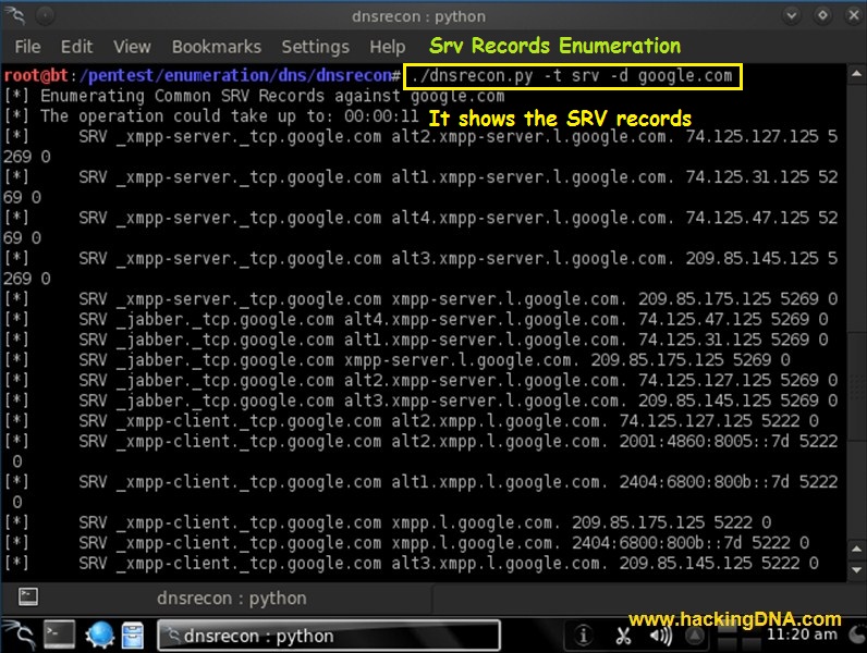 HackingDNA: dnsrecon on backtrack 5