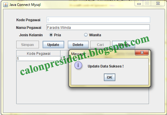 Aplikasi CRUD Java - koneksi Java dan Mysql | Contoh - Download Program C#, PHP, Java ,Web, C++