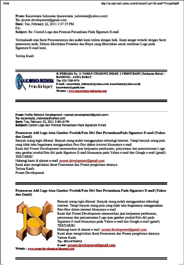 Pronet Development™: CONTOH TAMPILAN SIGNATURE PADA HALAMAN E-MAIL ANDA