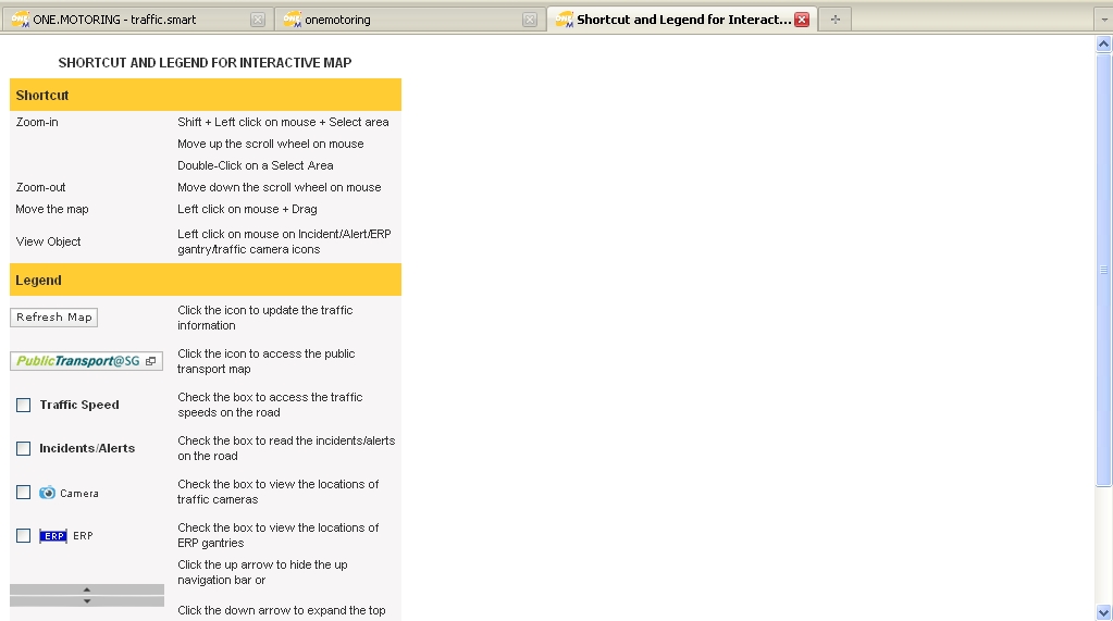 OneMap.sg: ONE.MOTORING Traffic.Smart - Your One Stop Site for all ...