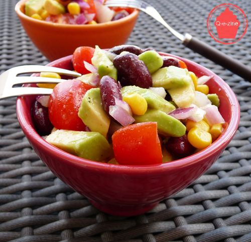 Q-e-zine: Salade estivale haricots rouges, avocat, maïs et tomates