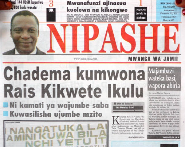 UJUMBE WA LEO KUTOKA GAZETI LA NIPASHE - HABARI NA MATUKIO