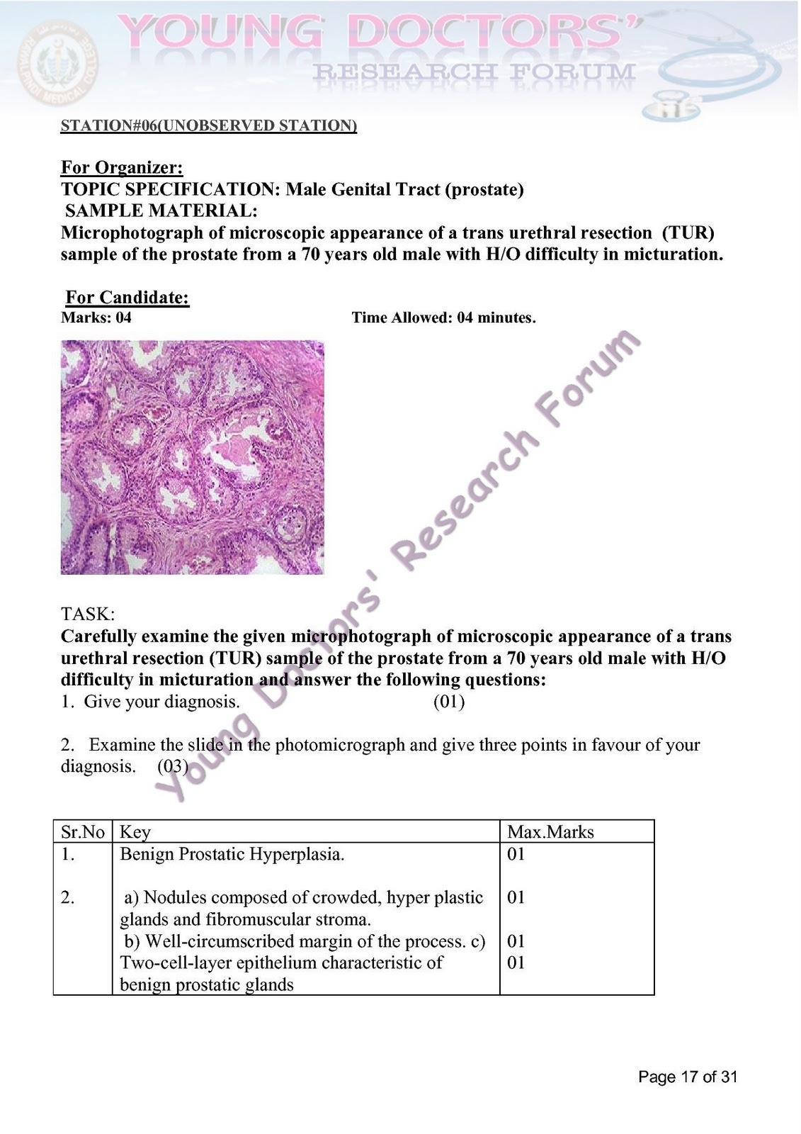 Special Pathology OSPE By UHS - Set 2 ~ YOUNG DOCTORS' RESEARCH FORUM