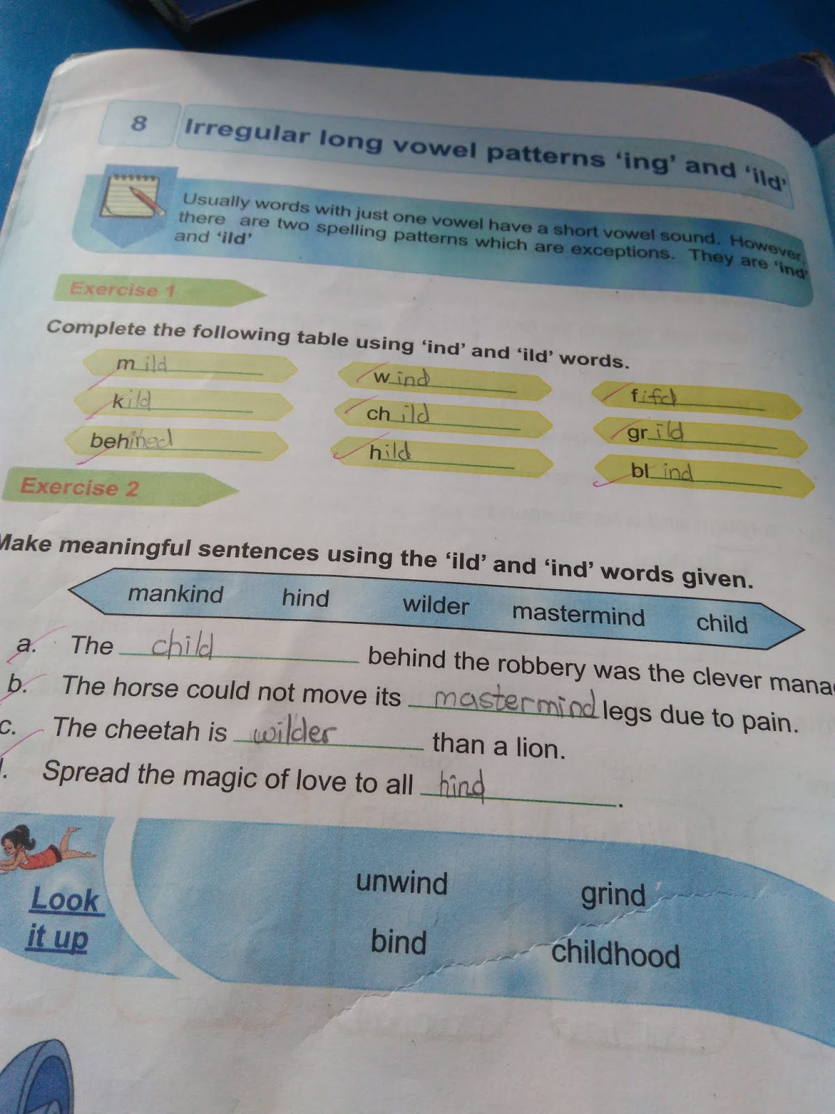 PIS BARODA STD-3: Irregular long vowel patterns ing and ild