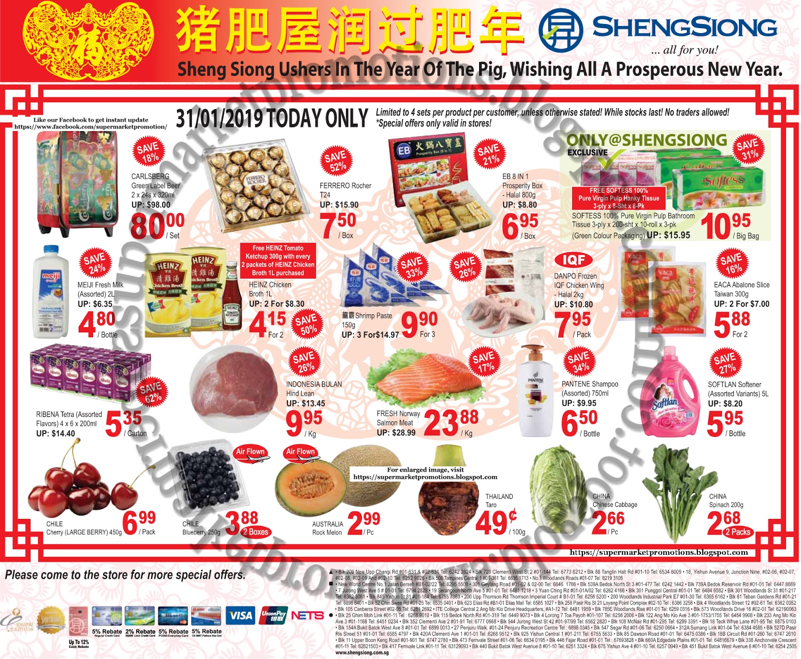 Sheng Siong CNY Today Only Offer 31 January 2019 ~ Supermarket Promotions