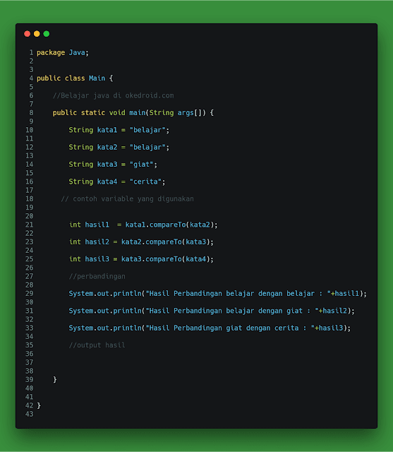 Belajar Mengenal Fungsi Compareto String Pada Jadwal Java - Java Media Kita