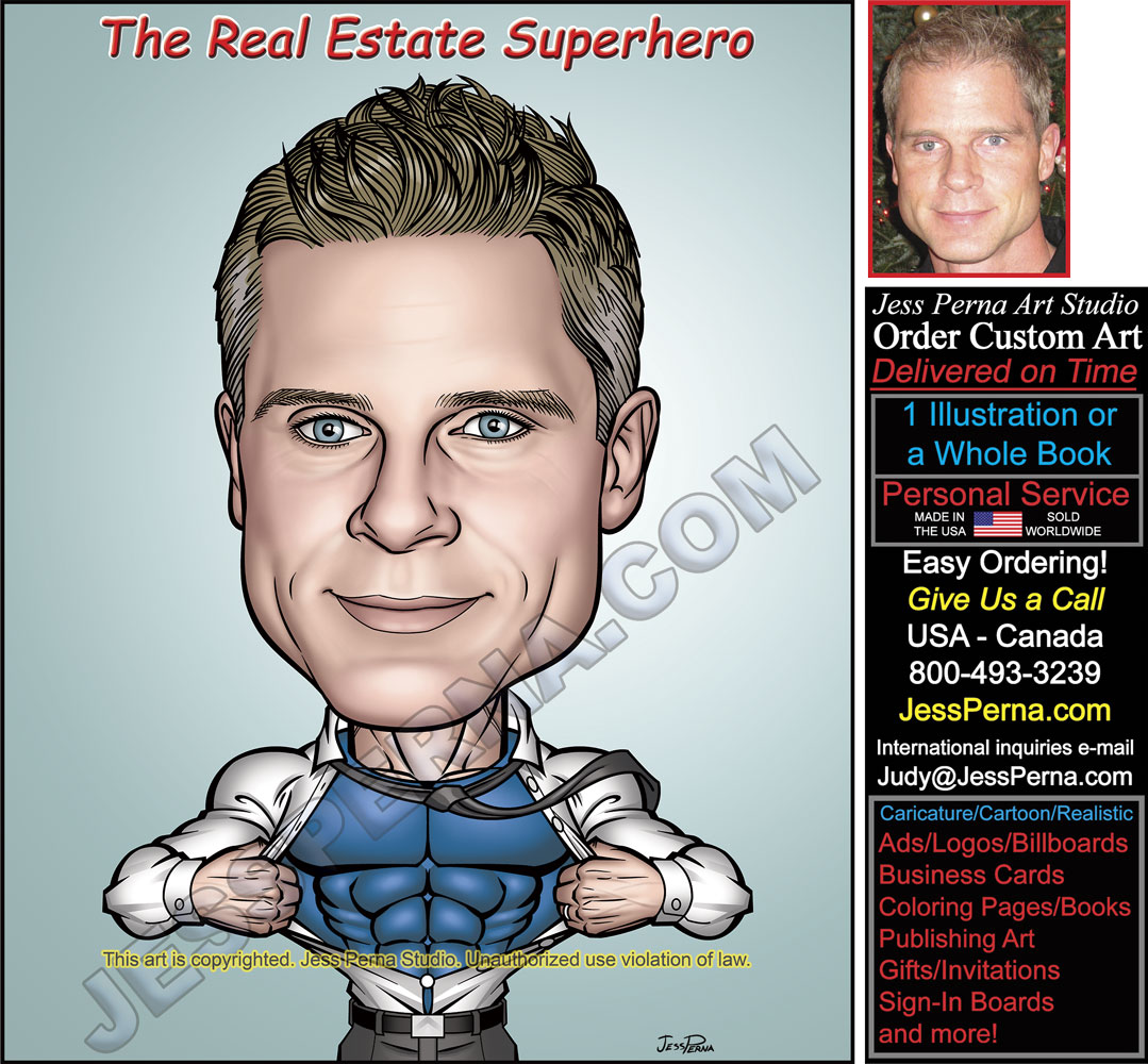 How to Order Ad Cartoons and Caricatures: Real Estate Superhero ...