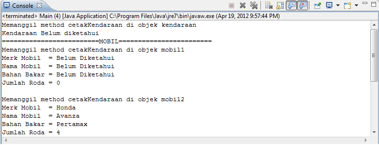 Program java Pewarisan Lebih dari 1 Class