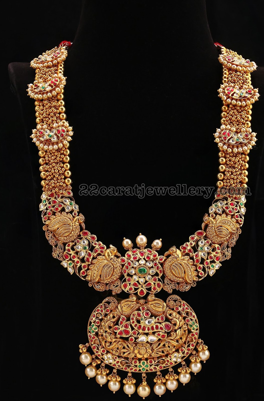 Dual Peacock Antique Long Set - Jewellery Designs